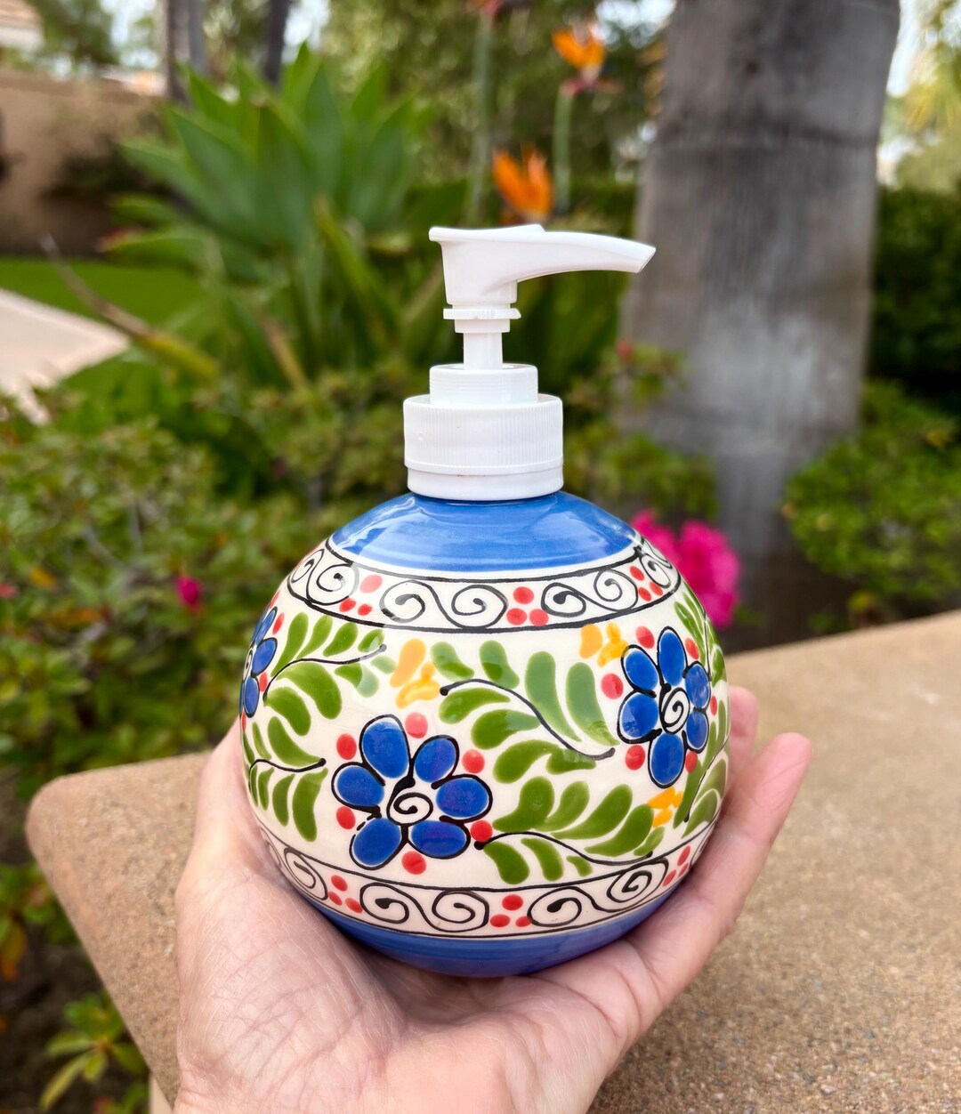 Soap Dispenser, Ceramic, Handmade and Hand Painted, Bright Flowers - Etsy