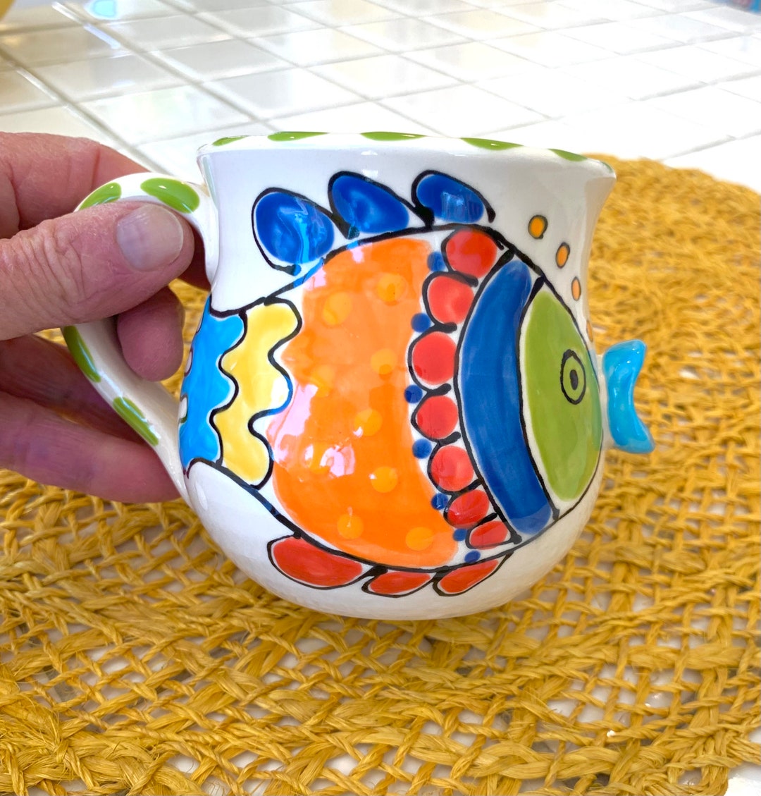 Handmade and Hand-painted Ceramic Fish Mug - Etsy