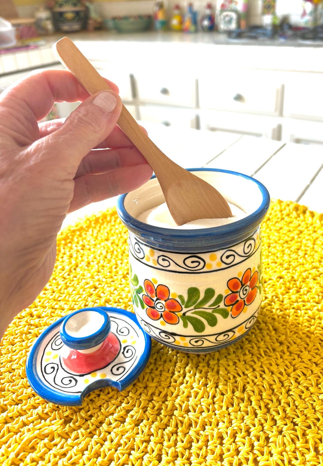 Ceramic Sugar, Honey, Jam Pot With Lid and Spoon - Etsy