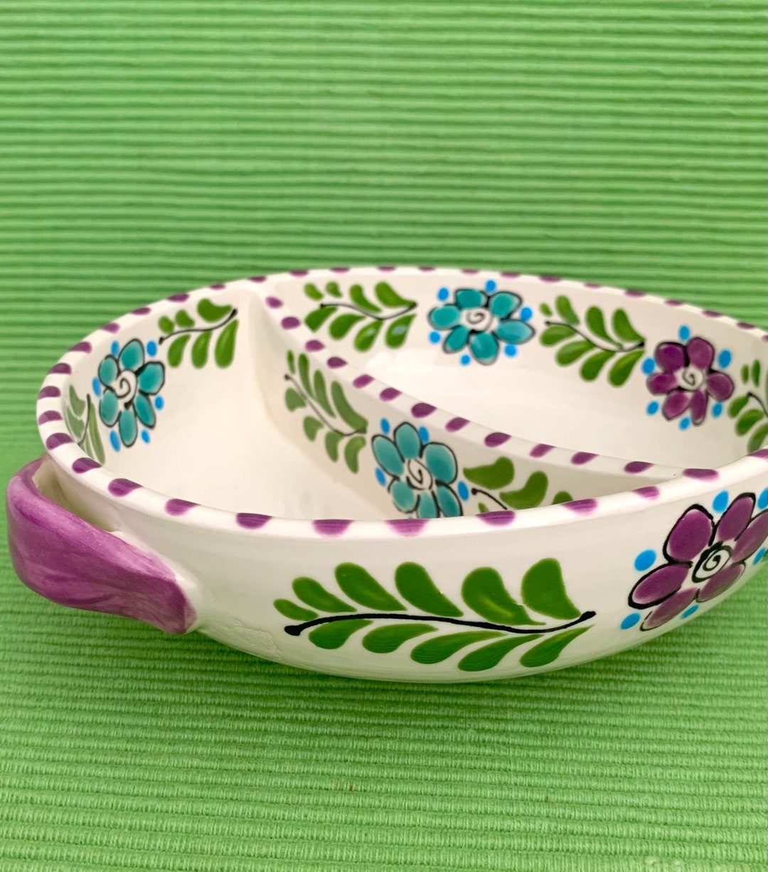 Ceramic Handmade and Hand Painted Divided Serving and Condiment Bowl - Etsy