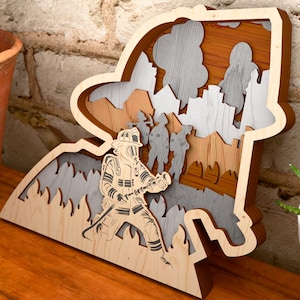 Firefighter Laser Cut Files - 8 Layer Art Piece for Glowforge Svg - Etsy