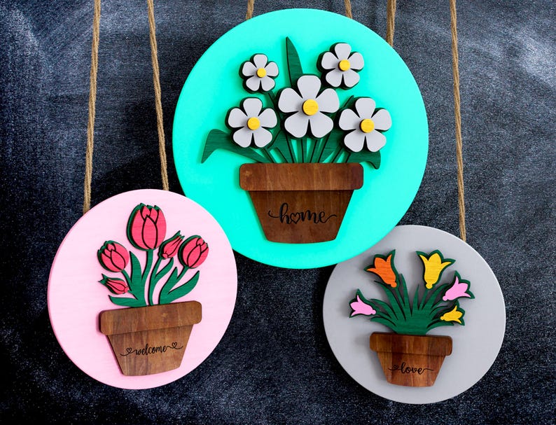 Flowers in Pot Svg Laser Cut File for Glowforge - Etsy