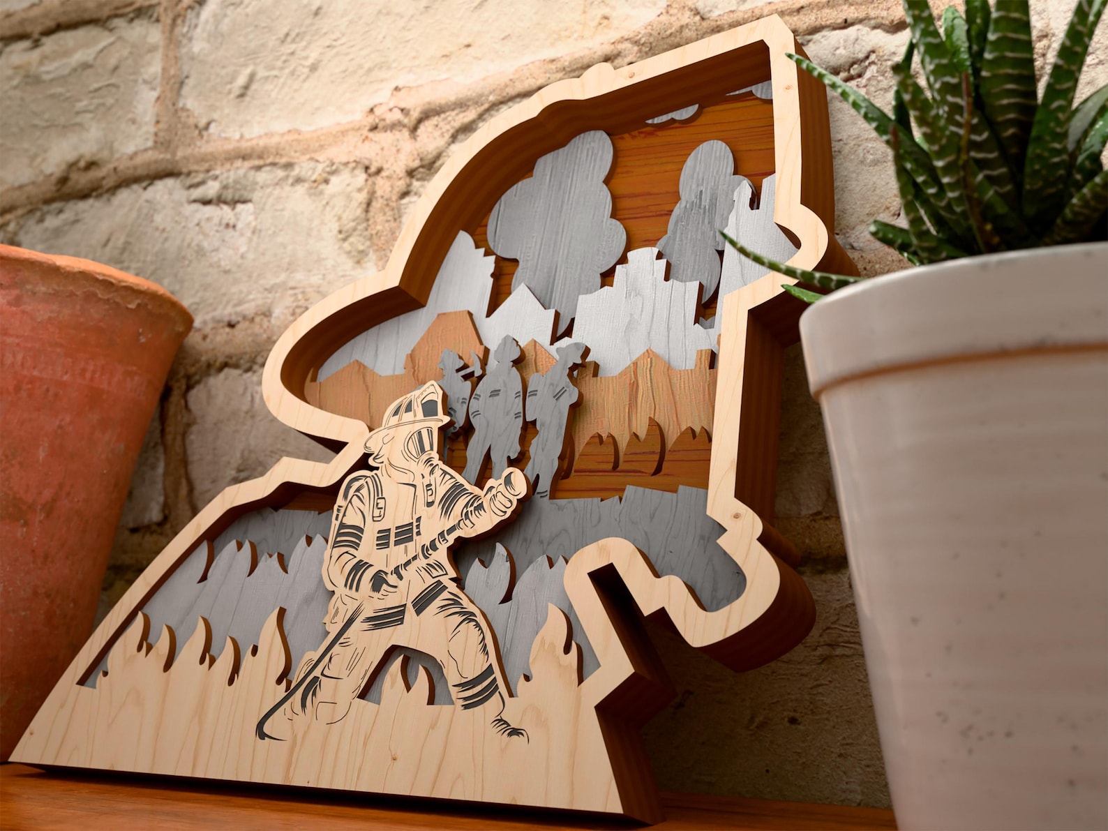Firefighter Laser Cut Files - 8 Layer Art Piece for Glowforge Svg - Etsy