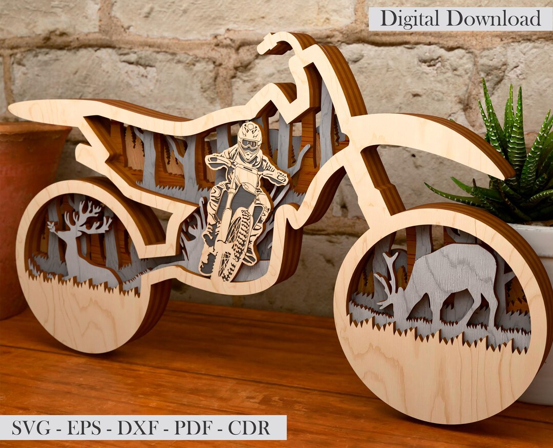 Motorcycle Laser Cut Files - 6 Layer Art Piece Svg - Etsy