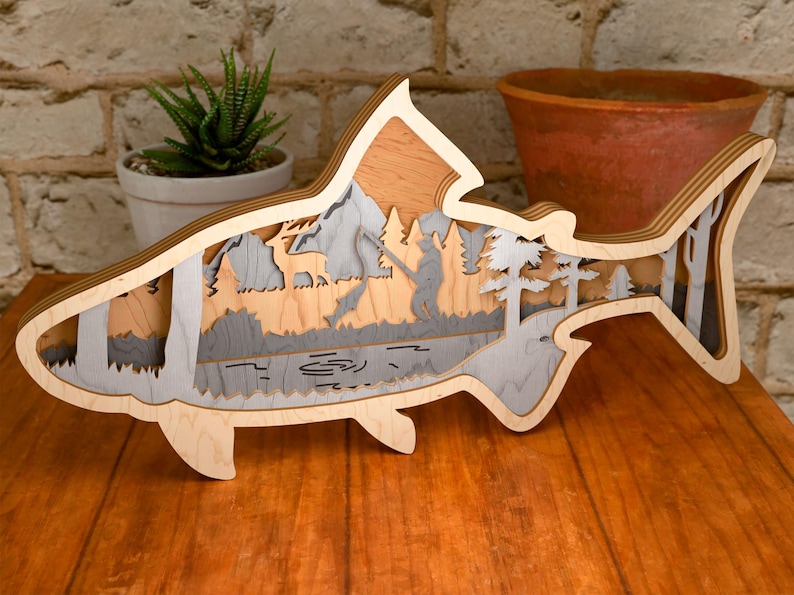Bass Fishing Laser Cut Files - 7 Layer Art Piece for Svg - Etsy