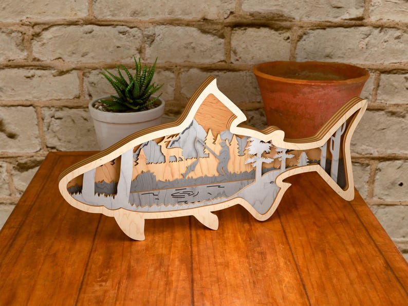 Bass Fishing Laser Cut Files - 7 Layer Art Piece for Svg - Etsy