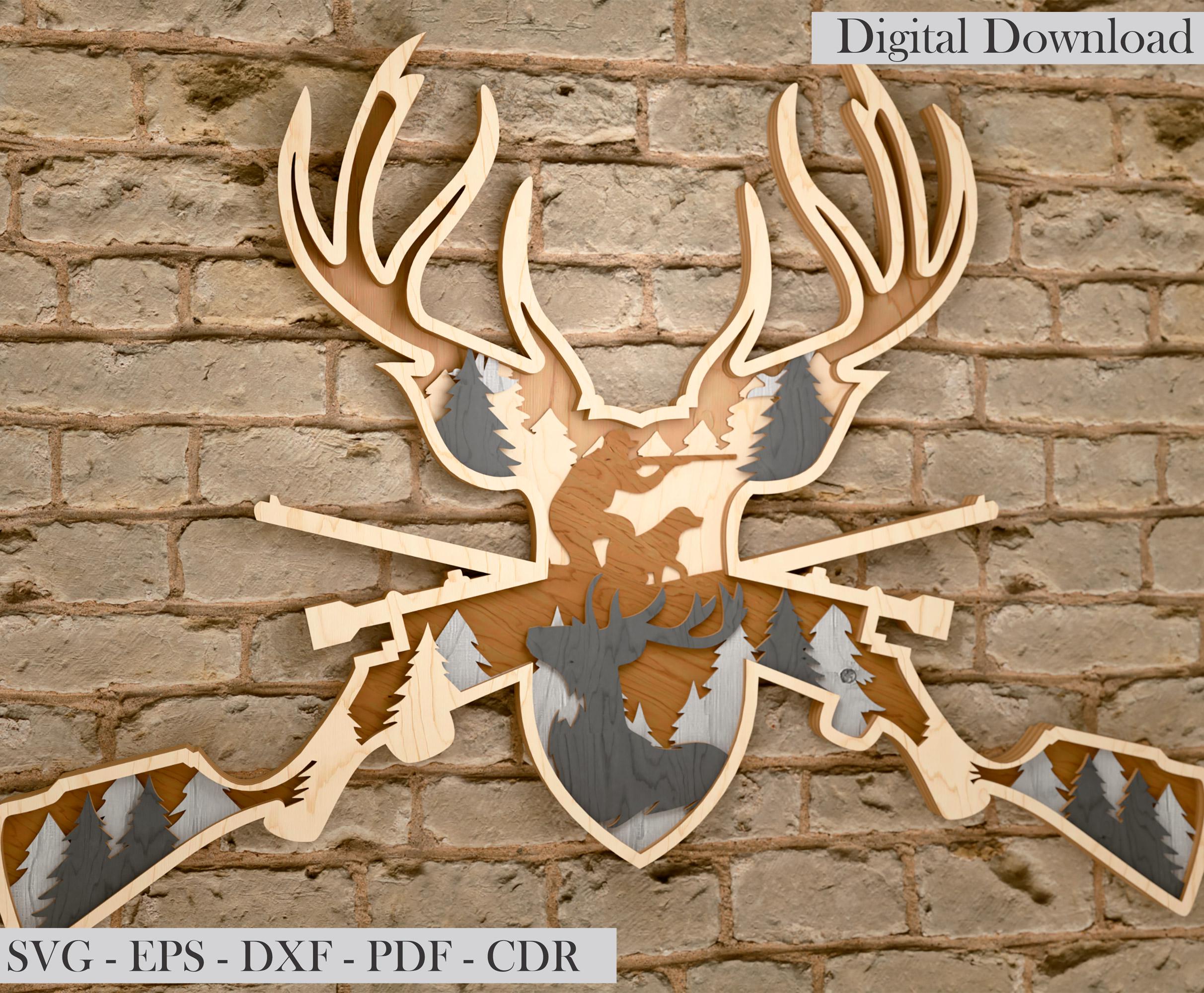Deer Hunting Laser Cut Files, Rifle 6 Layers Svg - Etsy
