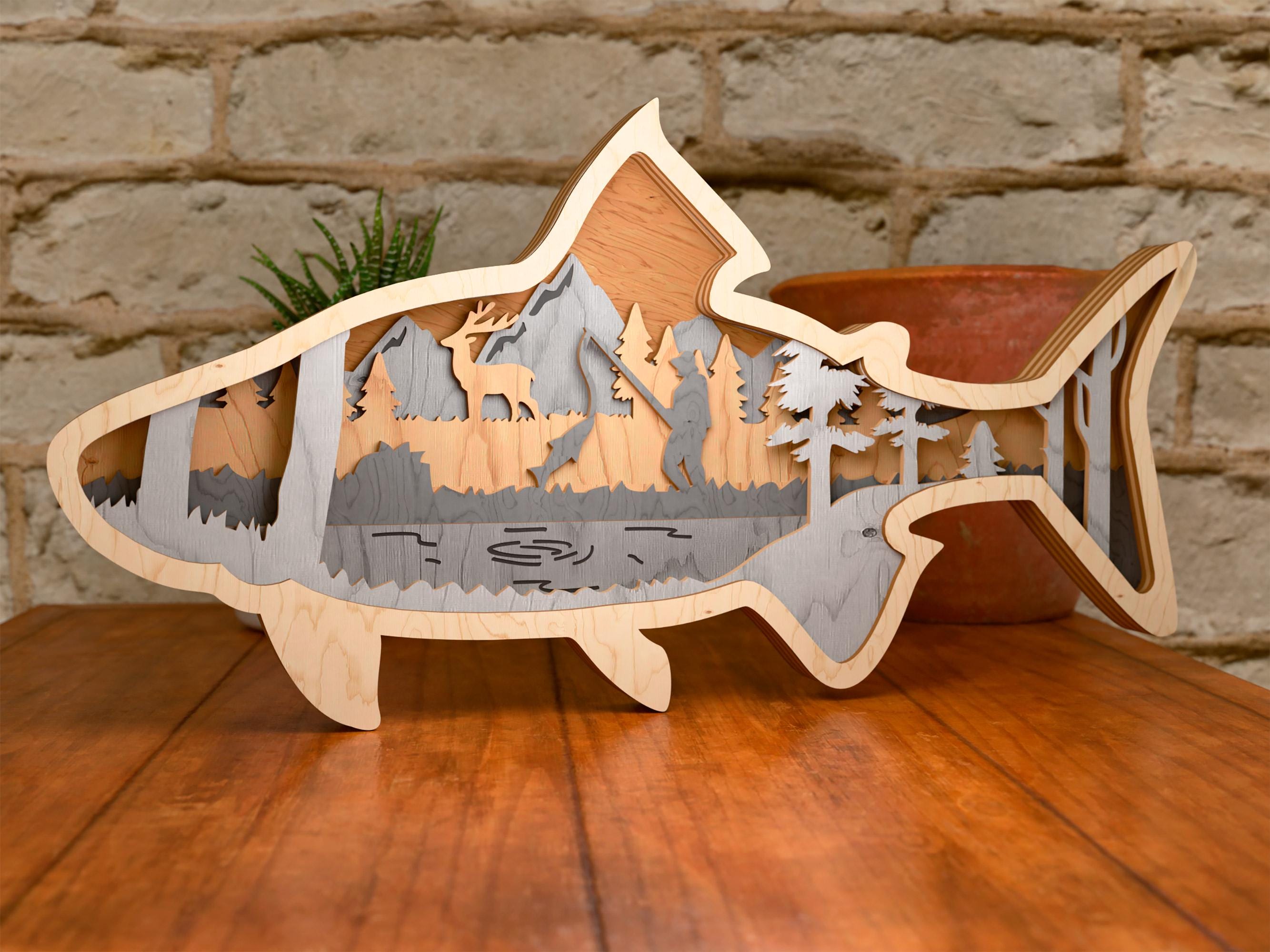 Bass Fishing Laser Cut Files - 7 Layer Art Piece for Svg - Etsy