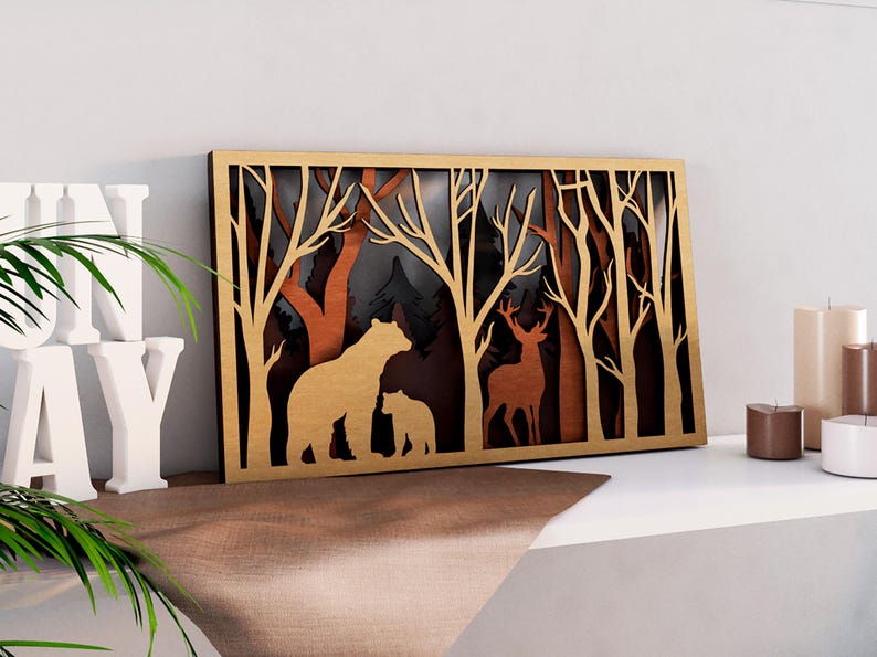 Layered Forest Design for Laser Cutting Svg, Forest Scene Laser Svg - Etsy
