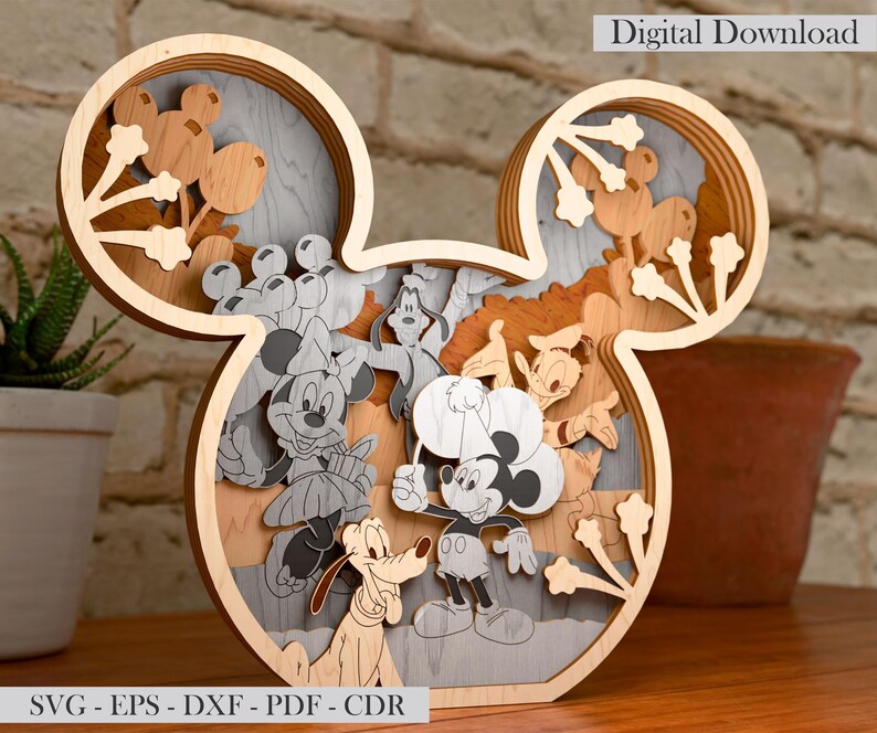 Mouse Head Laser Cut Files - 8 Layer Art Piece for Glowforge Svg - Etsy