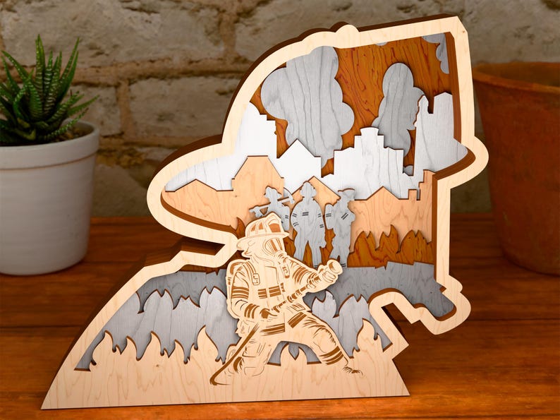 Firefighter Laser Cut Files 8 Layer Art Piece for Glowforge Svg - Etsy