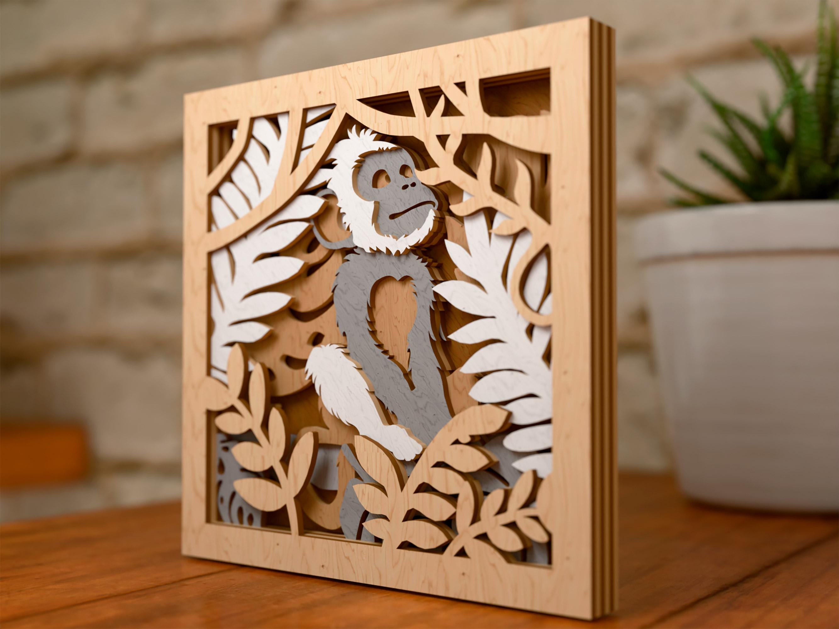 Multilayer Cute Monkey Laser SVG, Glowforge, Dxf - Etsy