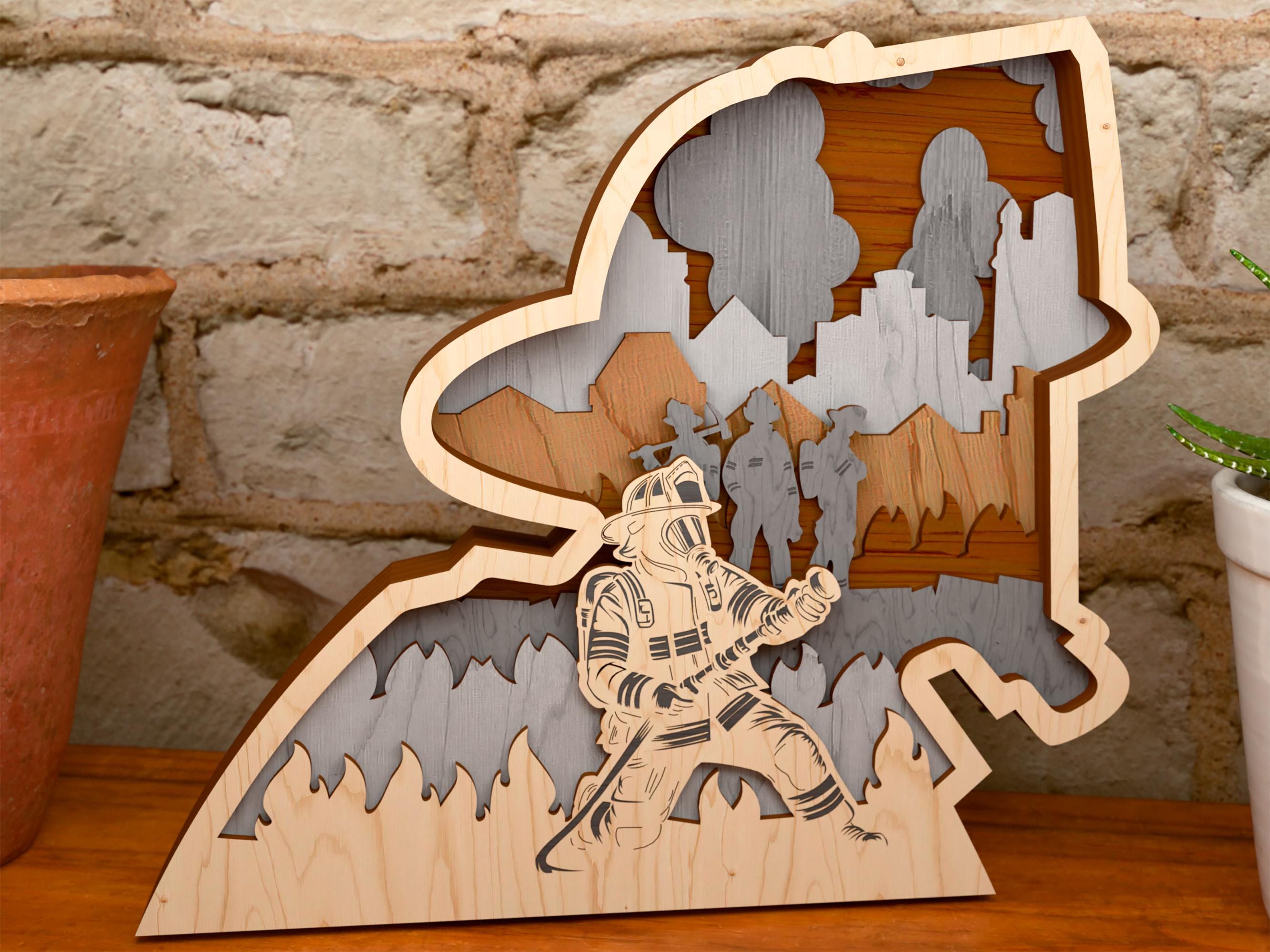Firefighter Laser Cut Files - 8 Layer Art Piece for Glowforge Svg - Etsy