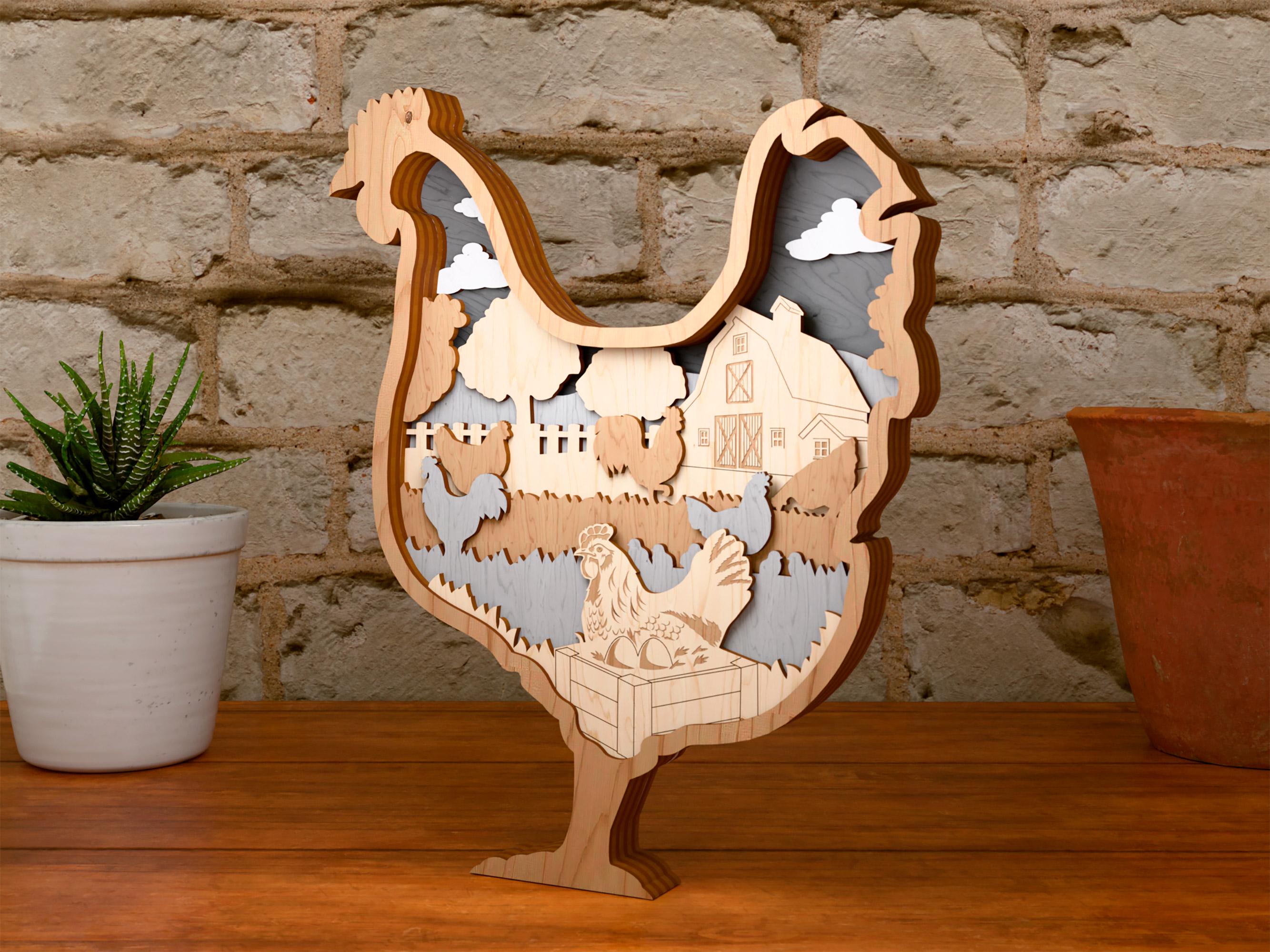 Chicken Laser Cut Files - 8 Layer Art Piece for Glowforge Svg - Etsy