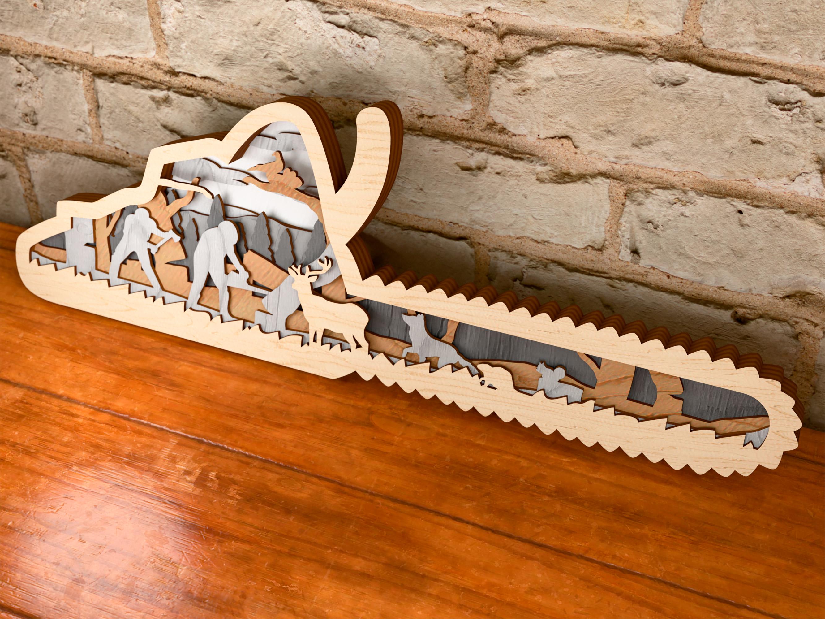 Logging Chainsaw Laser Cut Files - 7 Layer Art Piece for Glowforge Svg ...