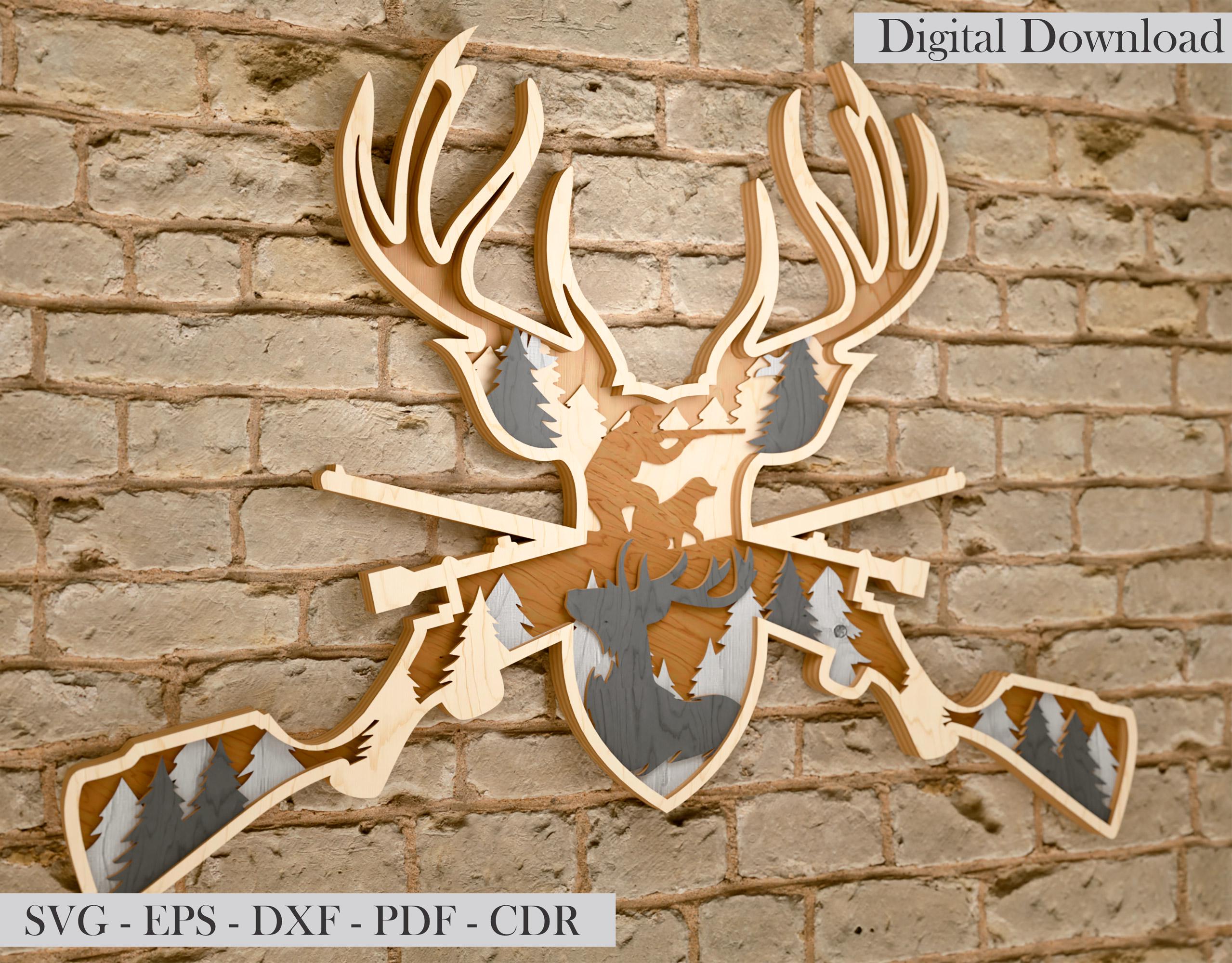 Deer Hunting Laser Cut Files, Rifle 6 Layers Svg - Etsy