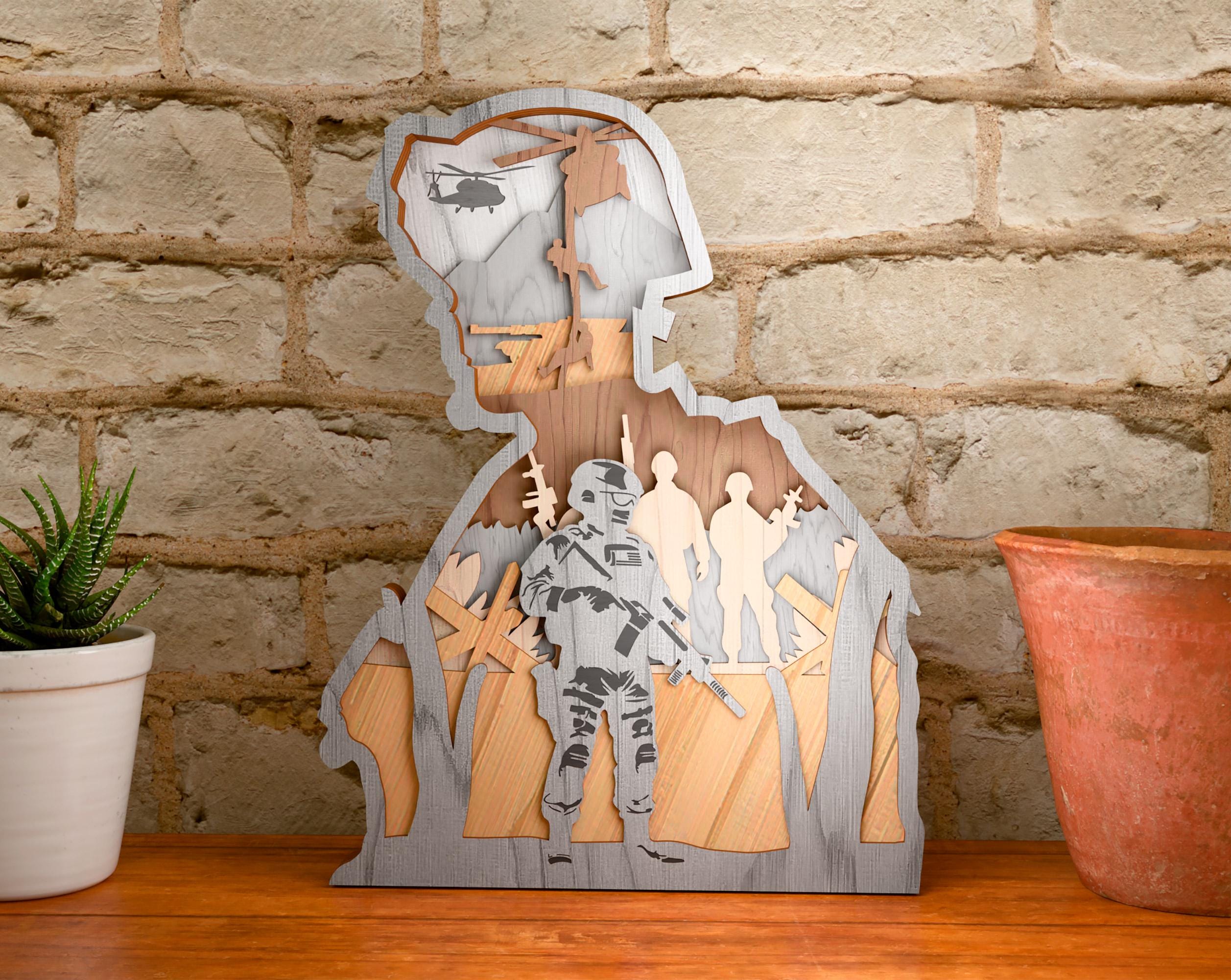 Soldier Laser Cut Files - 8 Layer Art Piece for Glowforge Svg - Etsy