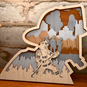 Firefighter Laser Cut Files - 8 Layer Art Piece for Glowforge Svg - Etsy