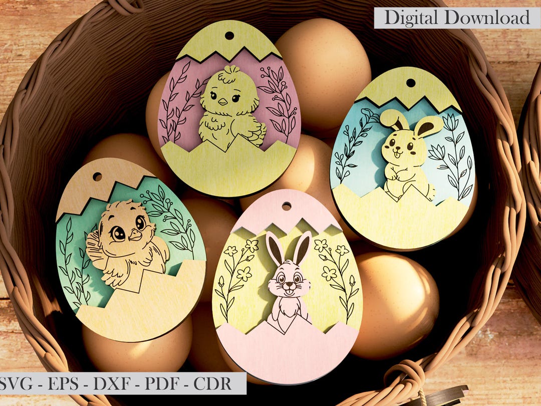 Easter Basket Name Tag SVG File, Egg Bunny Tag Svg File, Glowforge ...