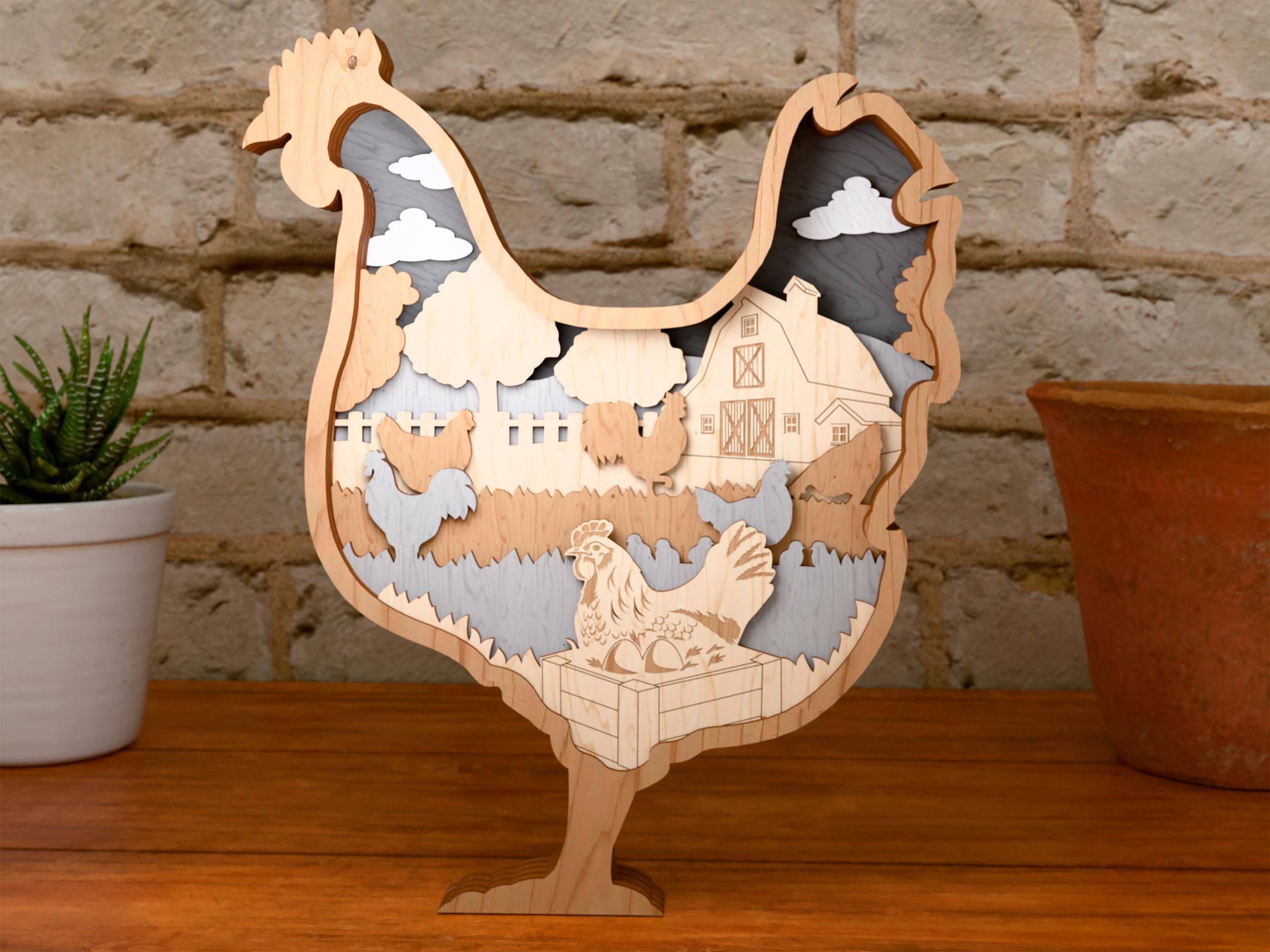 Chicken Laser Cut Files - 8 Layer Art Piece for Glowforge Svg - Etsy