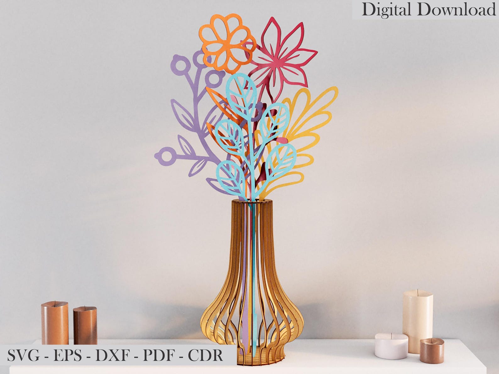 Flowers in Vase Svg Bundle Laser Cut File for Glowforge - Etsy