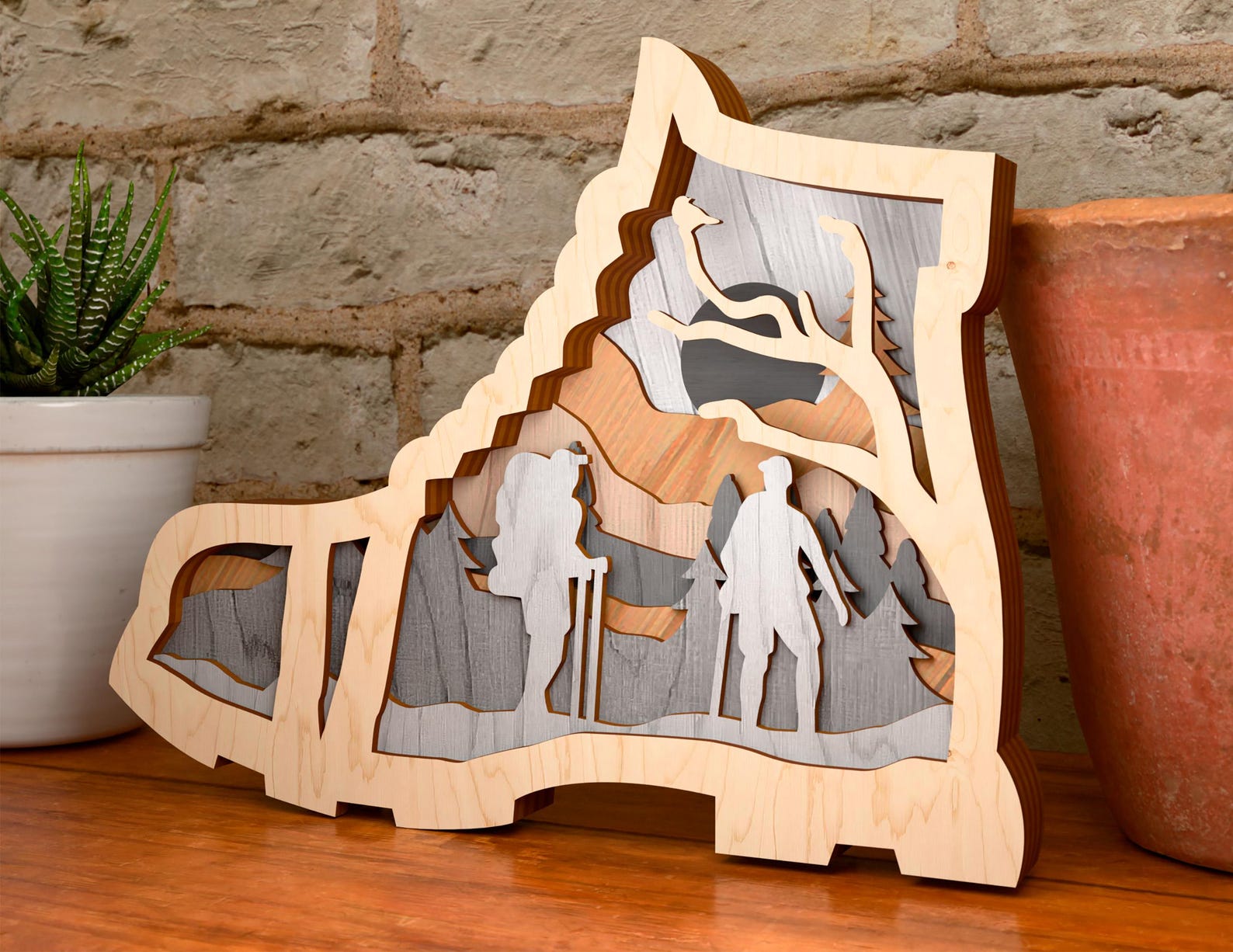 Hiking Boot Laser Cut Files - 8 Layer Art Piece for Glowforge Svg - Etsy