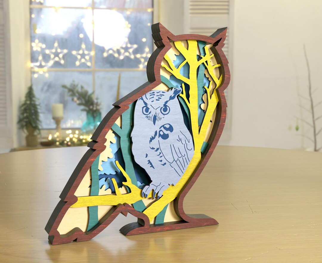 Owl Laser Cut Files - 7 Layer Art Piece for Glowforge Svg - Etsy