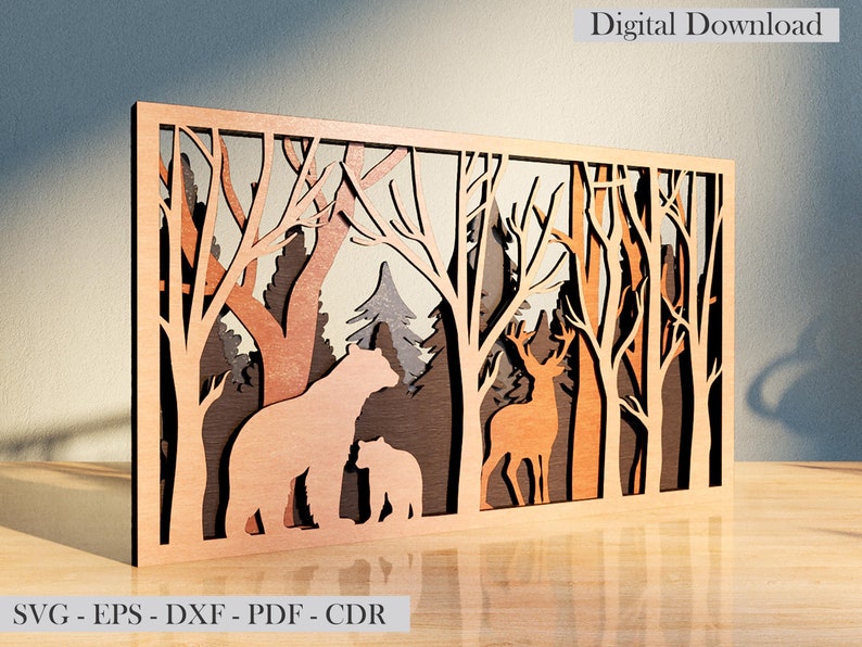 Layered Forest Design for Laser Cutting Svg, Forest Scene Laser Svg - Etsy