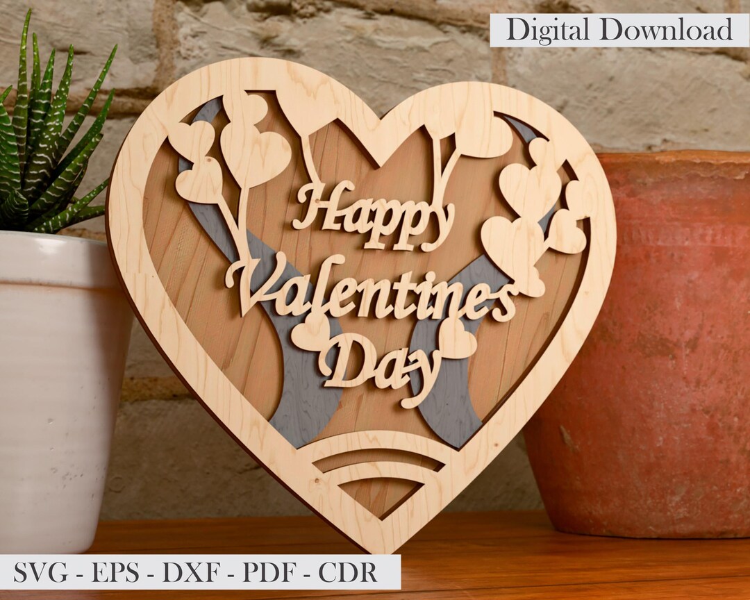 Happy Valentine's Day Heart Sign, Digital Download, Round Door Hanger ...