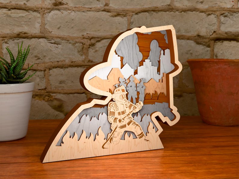 Firefighter Laser Cut Files 8 Layer Art Piece for Glowforge Svg - Etsy