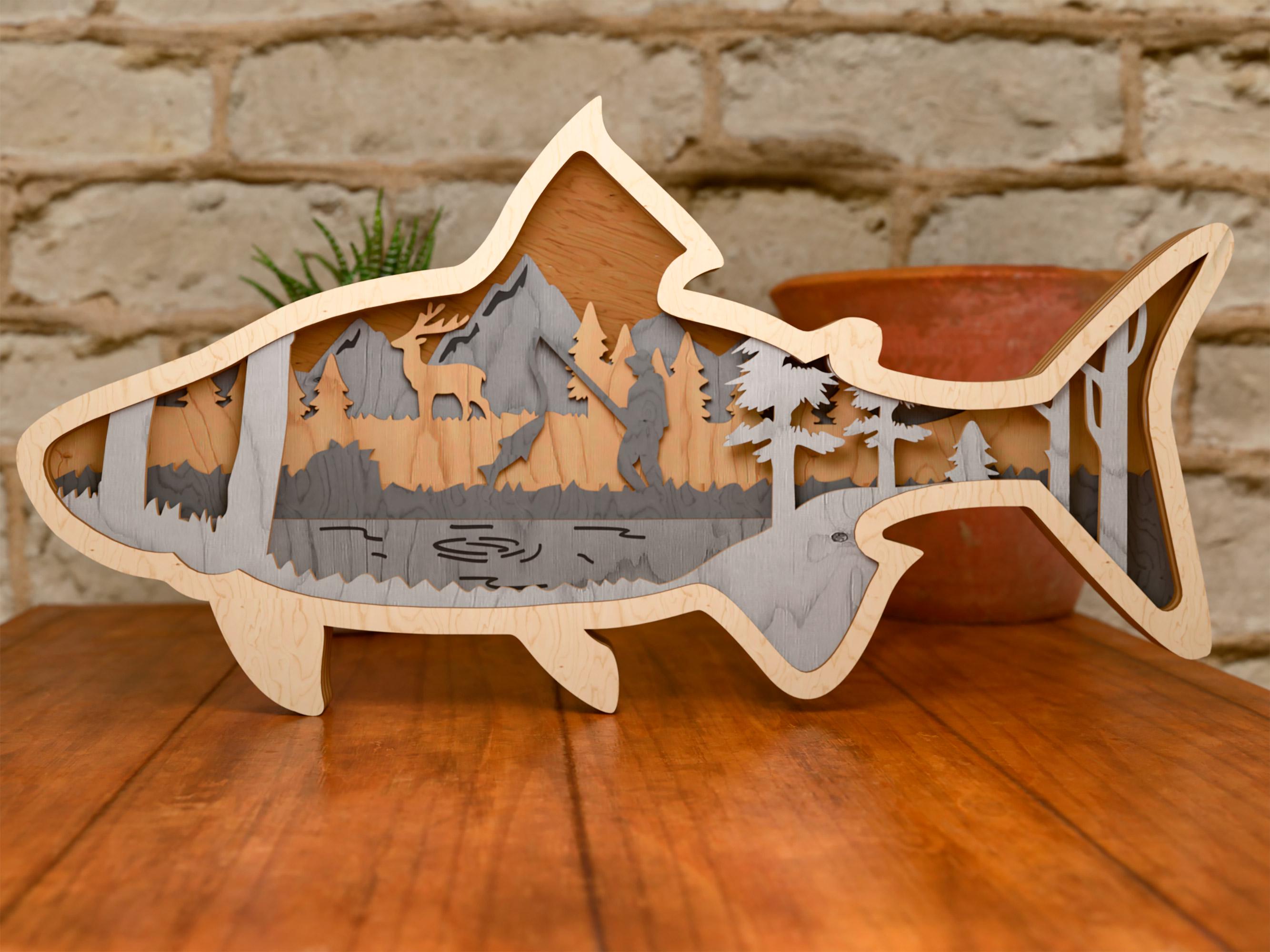 Bass Fishing Laser Cut Files - 7 Layer Art Piece for Svg - Etsy