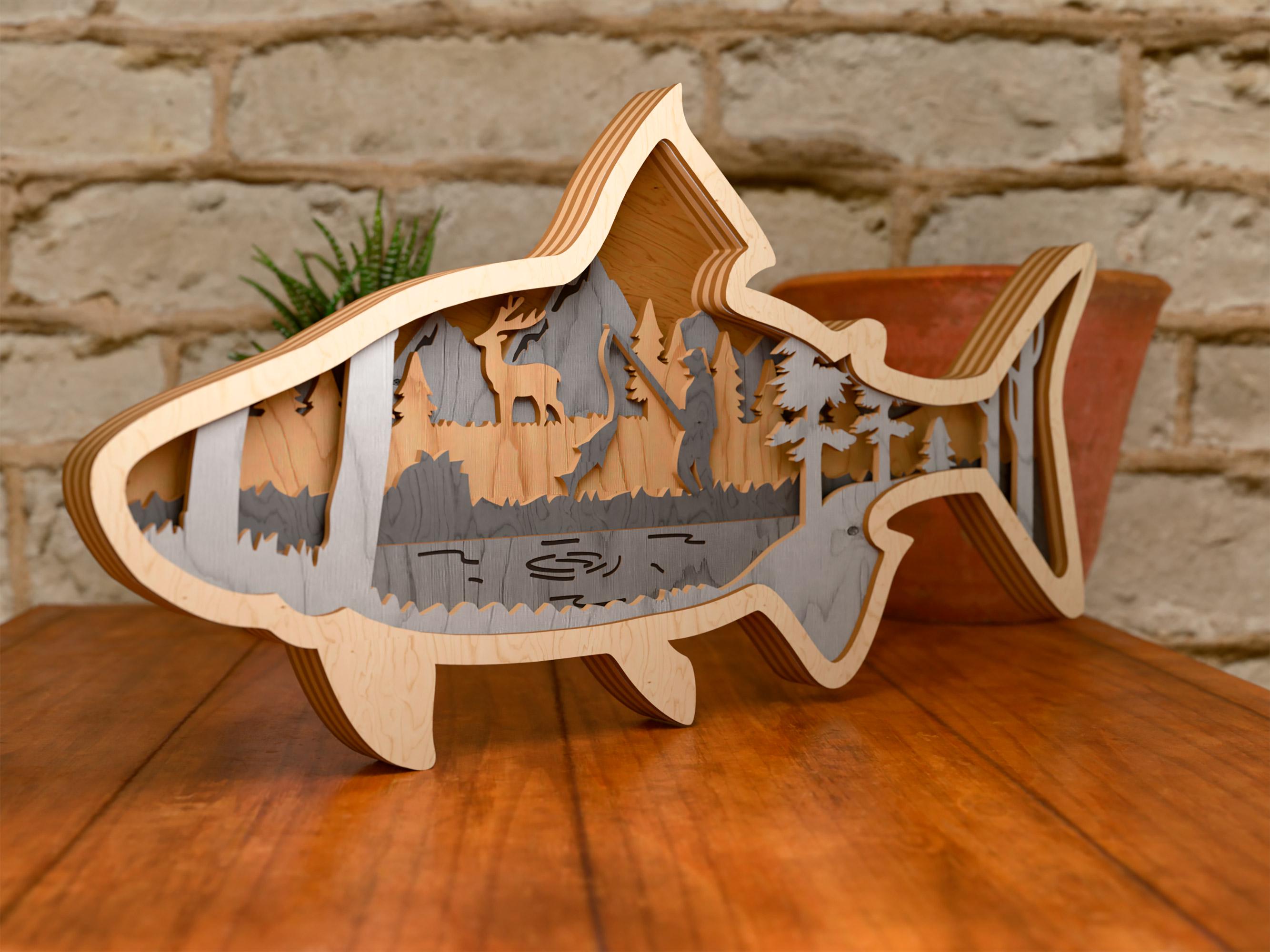 Bass Fishing Laser Cut Files - 7 Layer Art Piece for Svg - Etsy