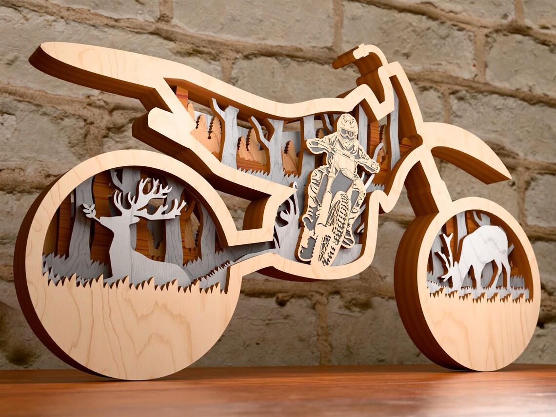 Motorcycle Laser Cut Files - 6 Layer Art Piece Svg - Etsy