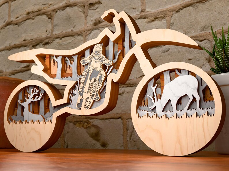 Motorcycle Laser Cut Files - 6 Layer Art Piece Svg - Etsy