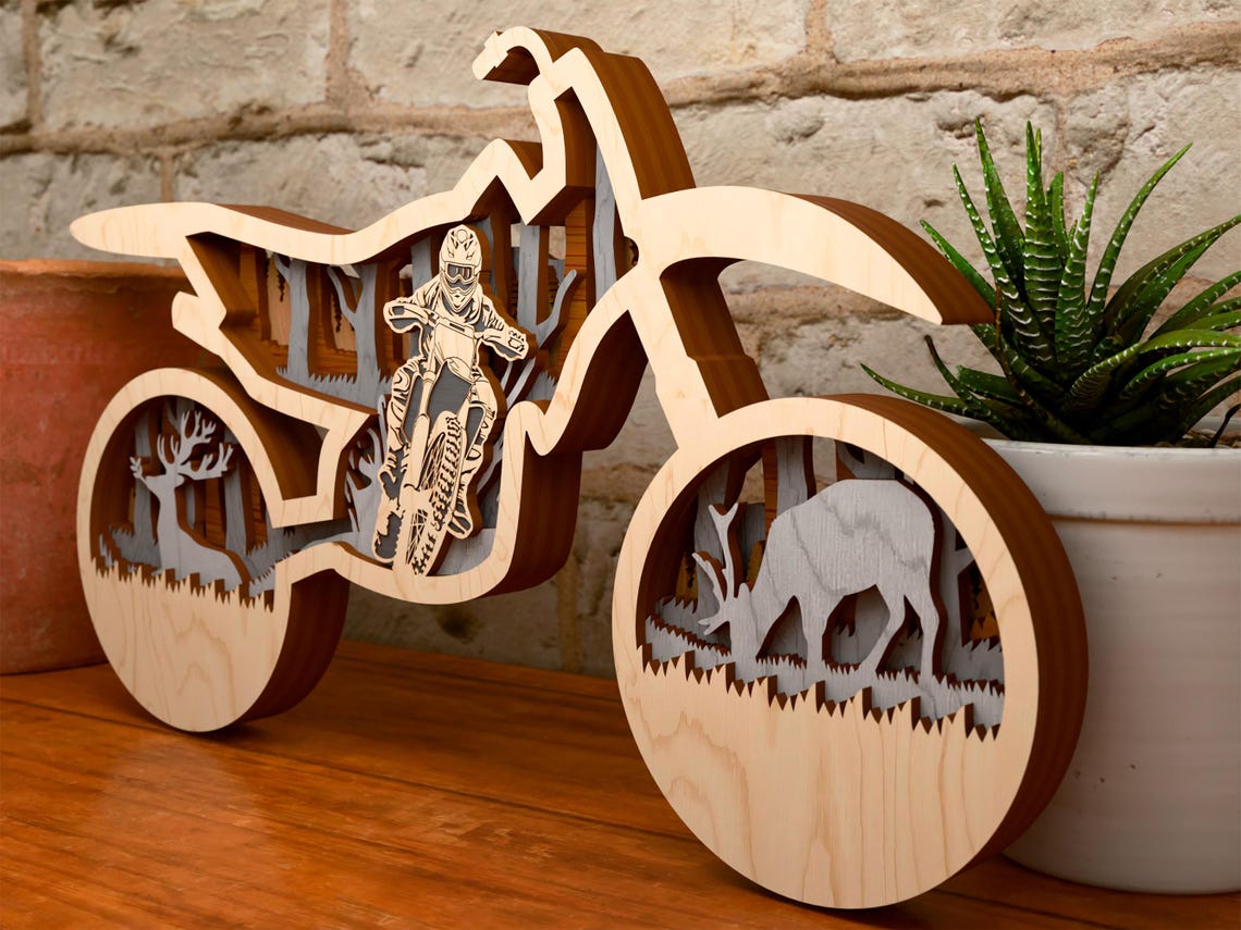 Motorcycle Laser Cut Files - 6 Layer Art Piece Svg - Etsy