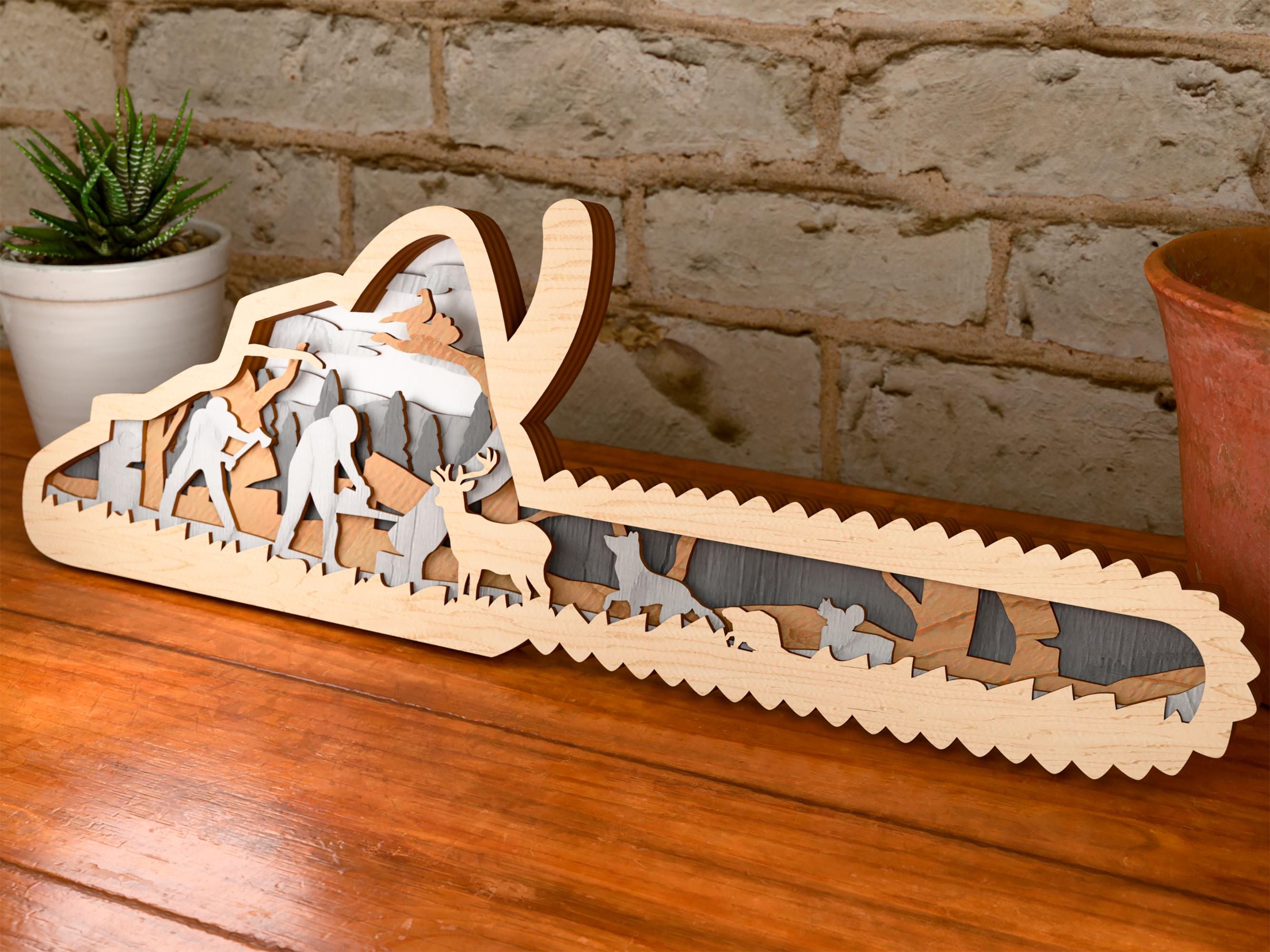 Logging Chainsaw Laser Cut Files - 7 Layer Art Piece for Glowforge Svg ...