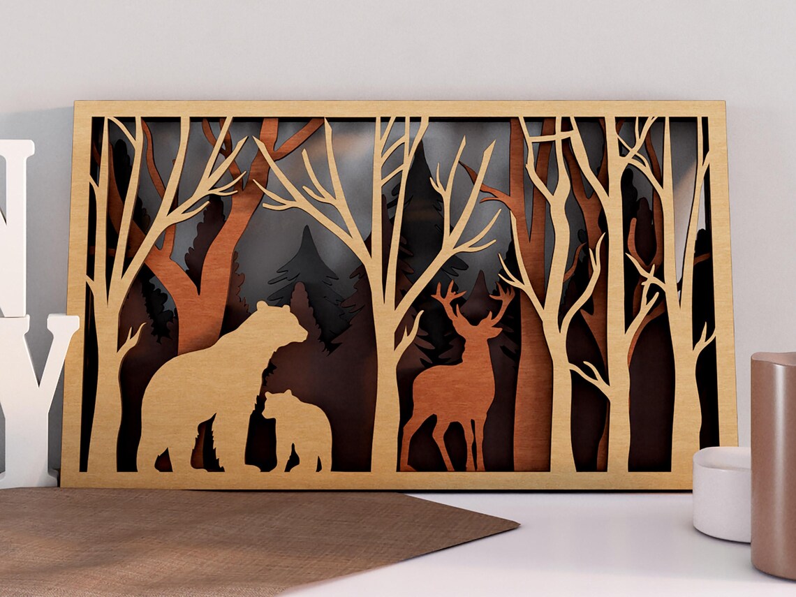 Layered Forest Design for Laser Cutting Svg, Forest Scene Laser Svg - Etsy