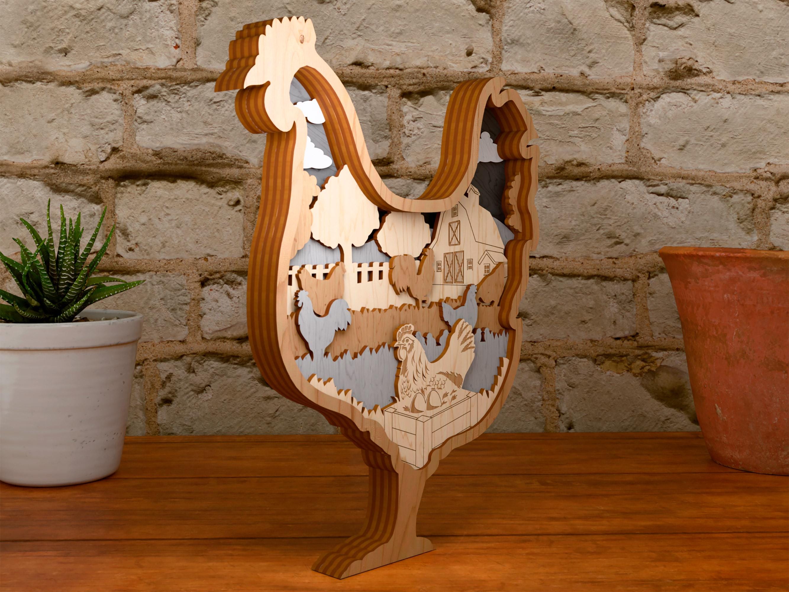 Chicken Laser Cut Files - 8 Layer Art Piece for Glowforge Svg - Etsy