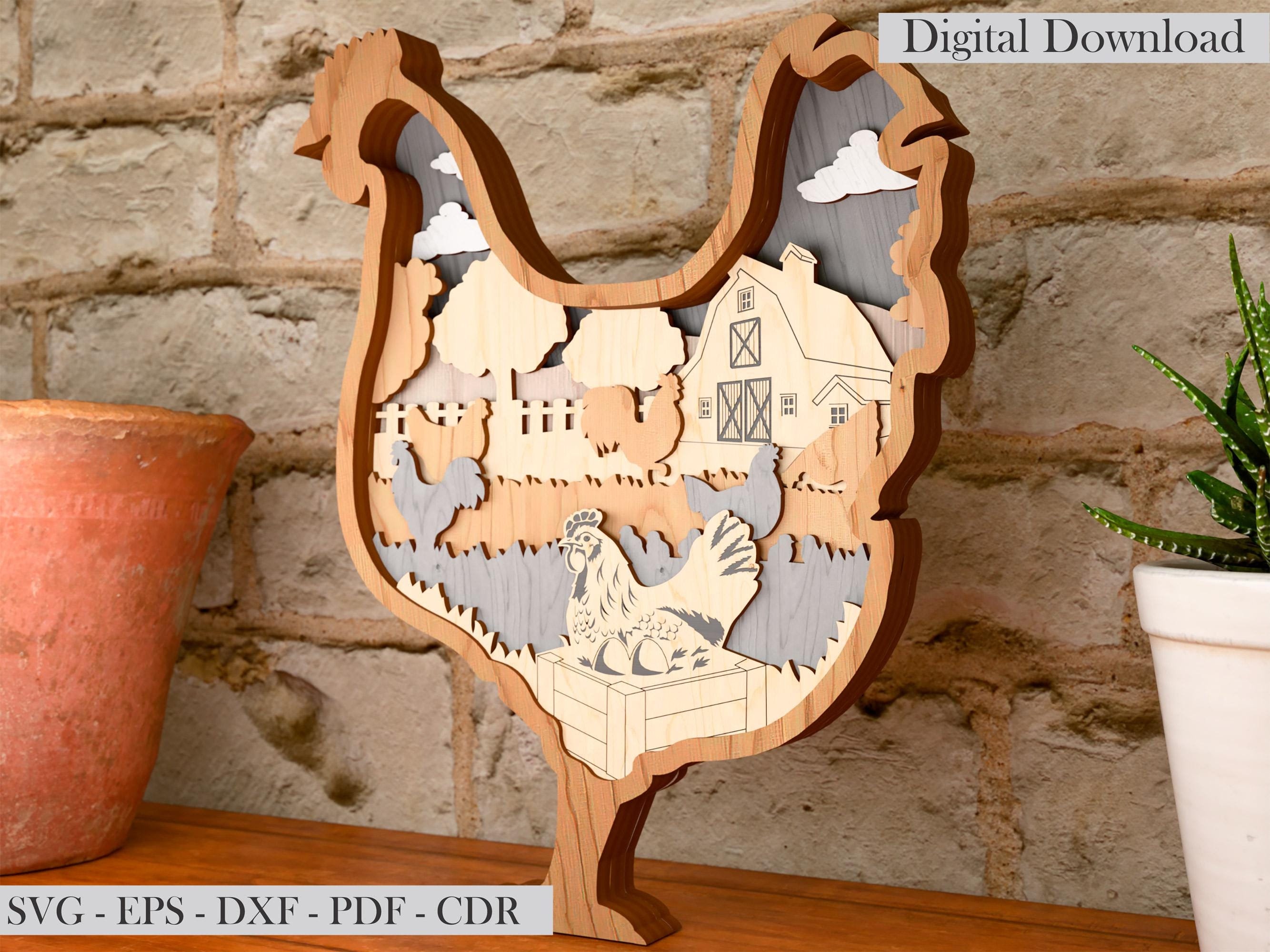 Chicken Laser Cut Files - 8 Layer Art Piece for Glowforge Svg - Etsy