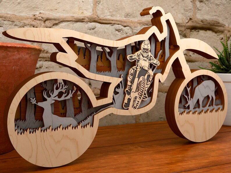 Motorcycle Laser Cut Files - 6 Layer Art Piece Svg - Etsy