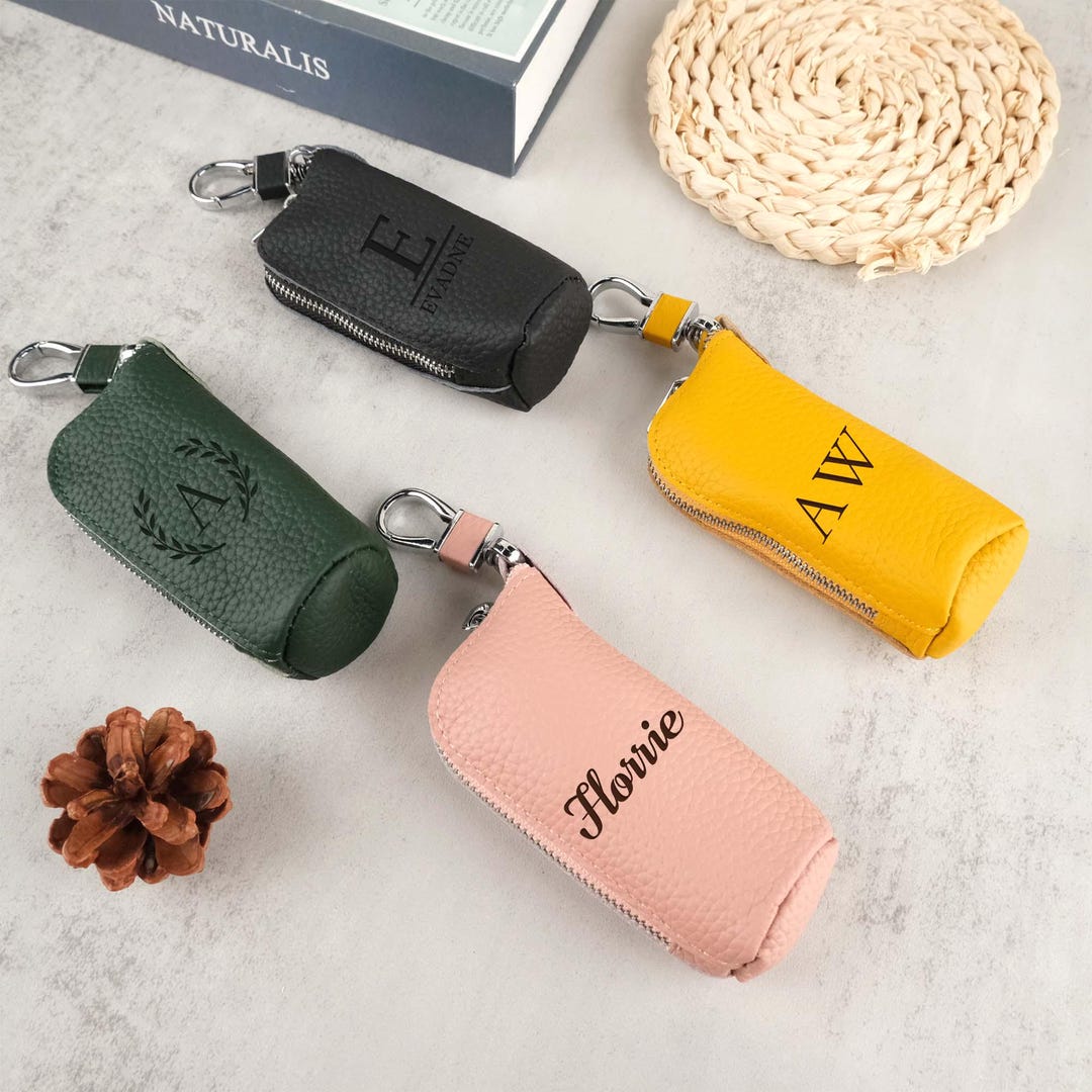 Personalized Handmade Leather Zipper Car Key Case,leather Key Holder ...