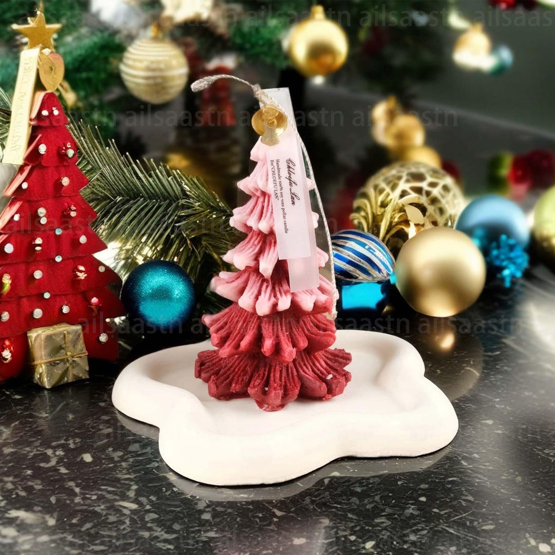 Christmas Tree Pillar Candle,christmas Candle Gift,christas Tree Shaped ...