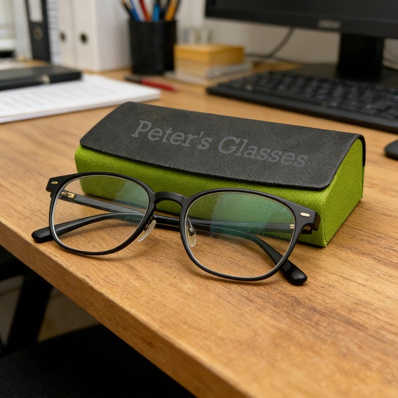 Personalized Leather Glasses Case Magnetic Snap Closure Eyewear Holder ...
