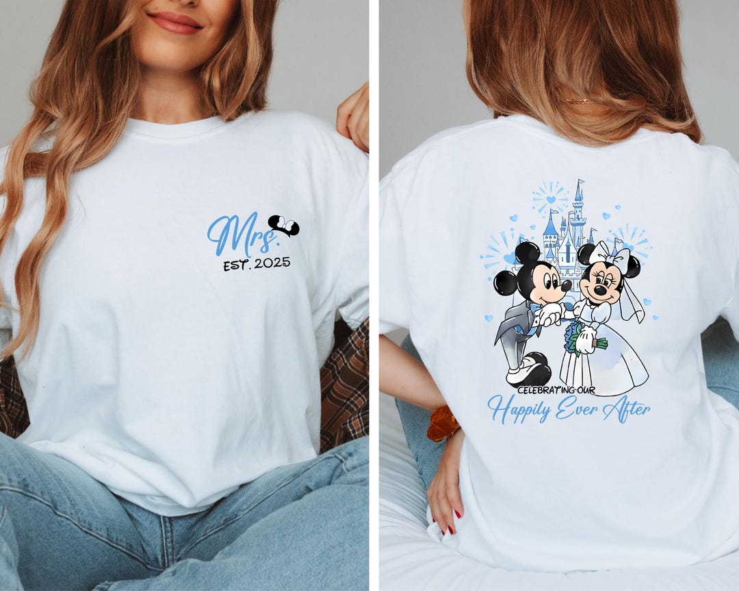 Disney Mrs and Mr Two Sided Shirt, Mickey Minnie Couple Happy Ever ...