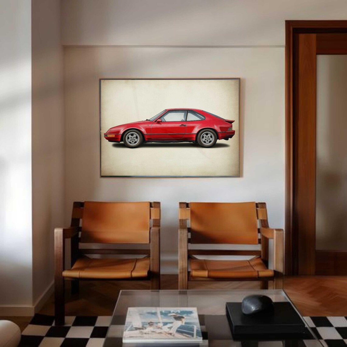 Vintage Red Porsche 944 Printable Art | Classic Sports Car Wall Decor ...