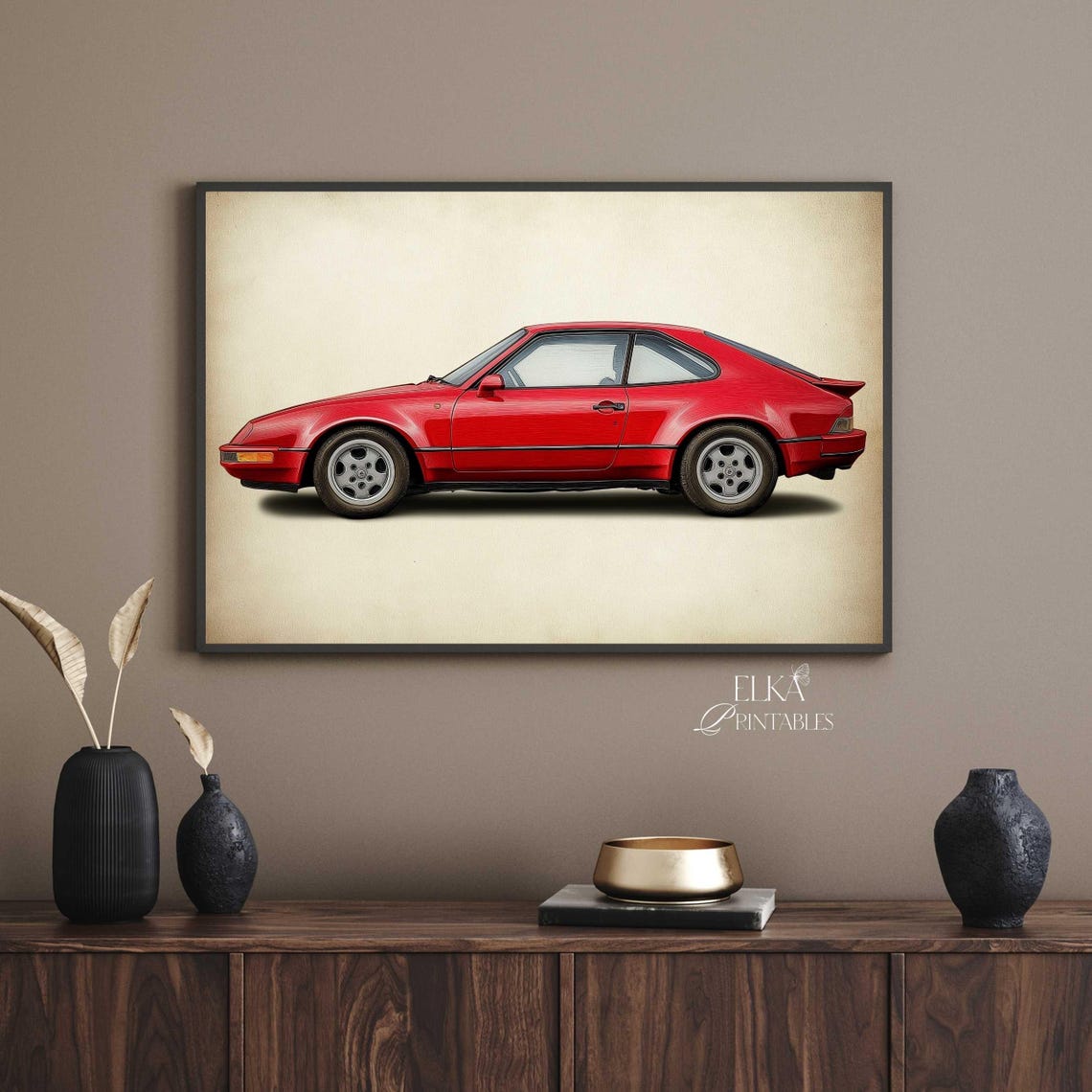 Vintage Red Porsche 944 Printable Art | Classic Sports Car Wall Decor ...
