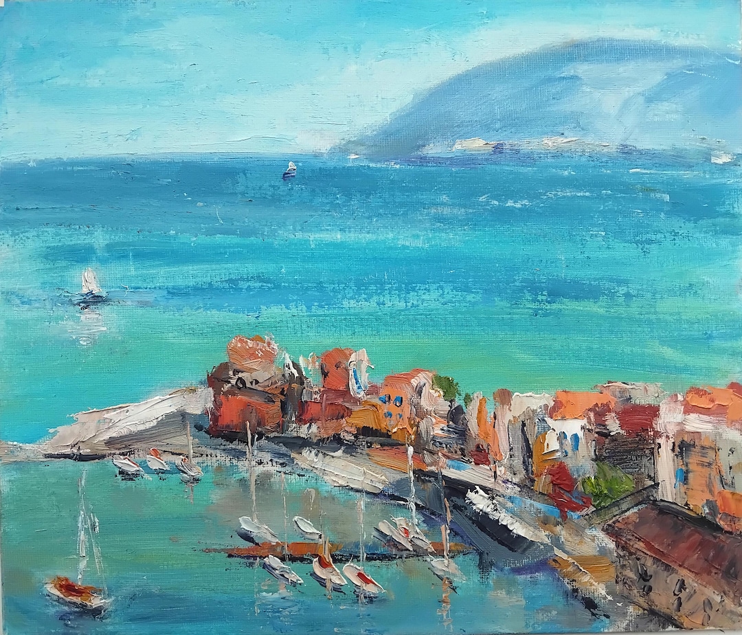 Sicily Oil Painting 10x12" Italian Coastal Landscape, Mediterranean ...