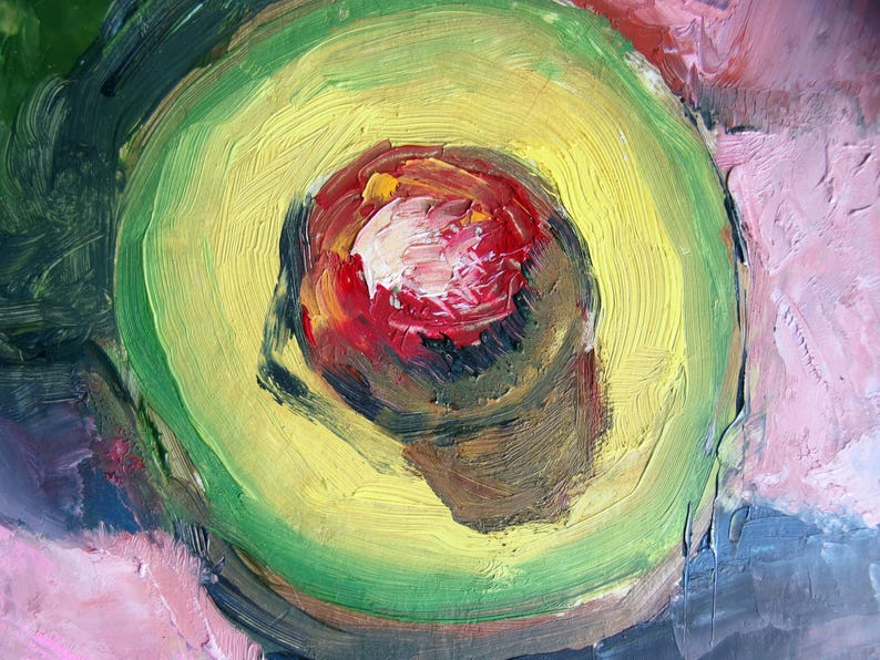 Avocado Oil Painting Original Art Kitchen Wall Decor, Gift Bar Cafe ...