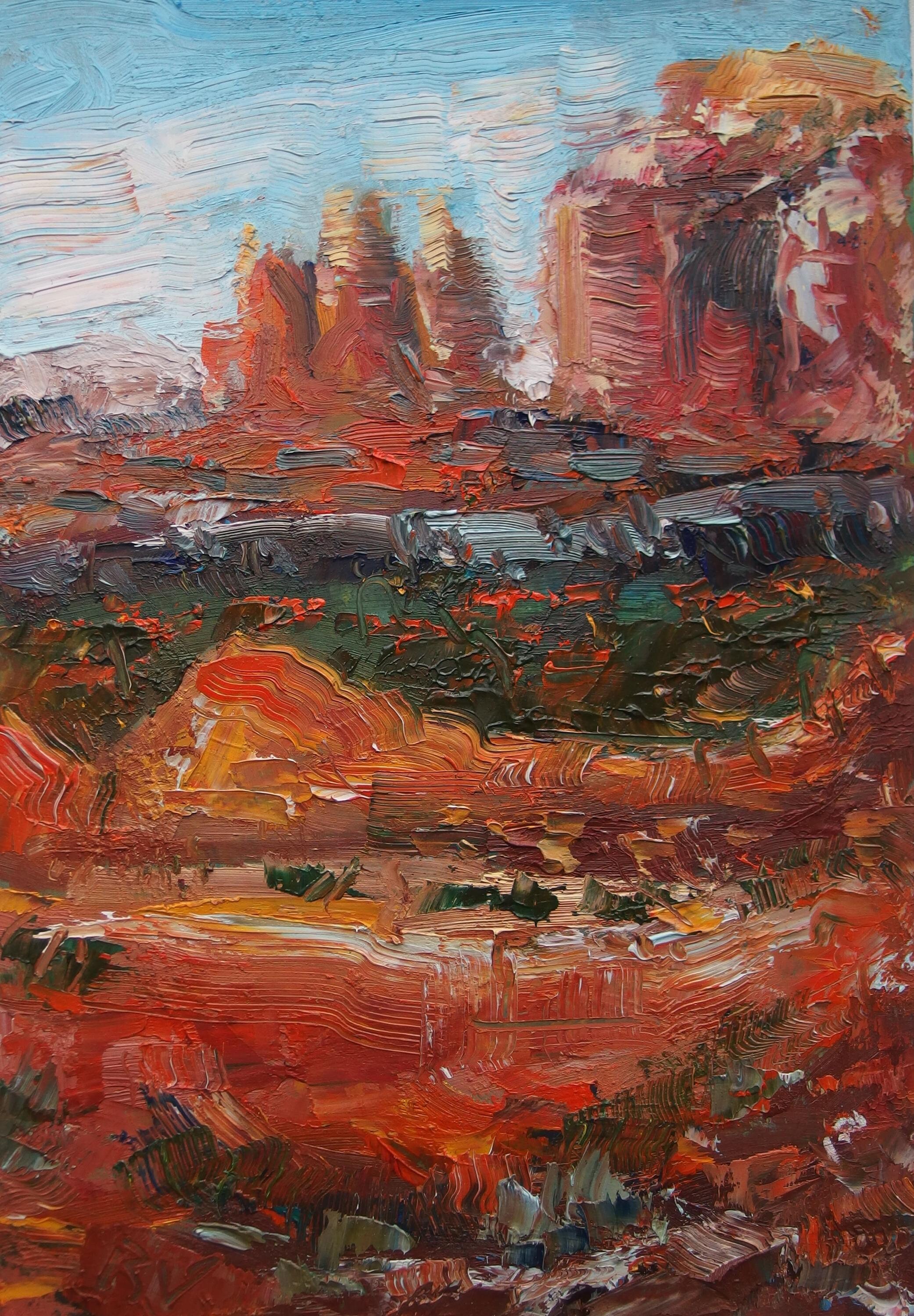 Arizona Art - Sedona Red Rocks Desert Landscape Oil Painting on ...