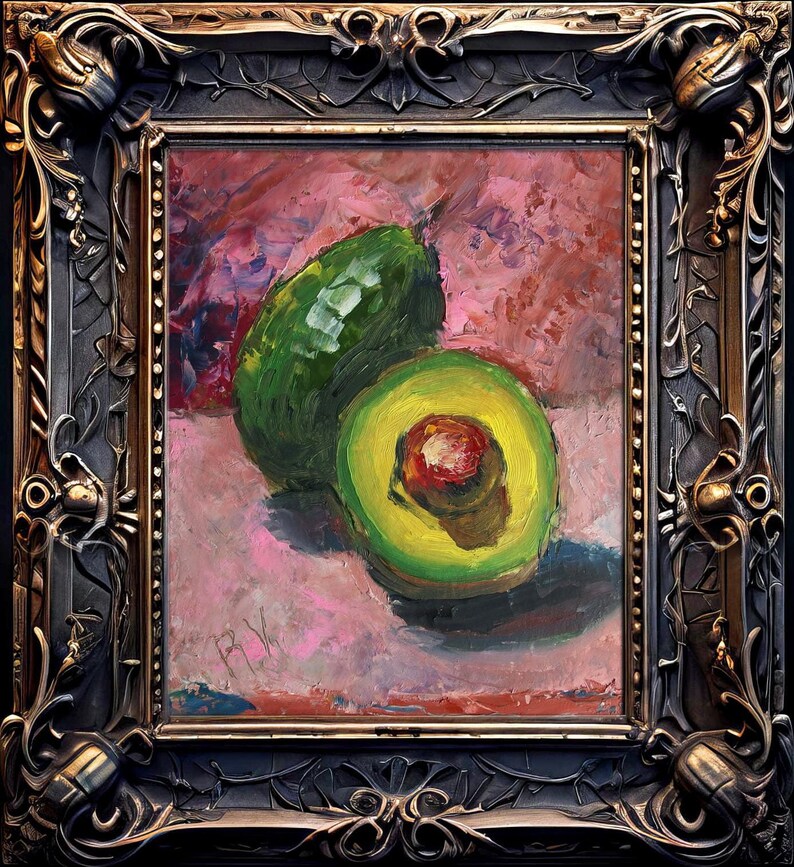 Avocado Oil Painting Original Art Kitchen Wall Decor, Gift Bar Cafe ...